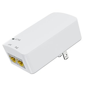 PROCET Gigabit PoE Injector Wall Outlet Mount, 48V 15W IEEE802.3af Active PoE Power Injector, 328FT Long Range Transmit for IP Camera, Wireless AP, IP Phones