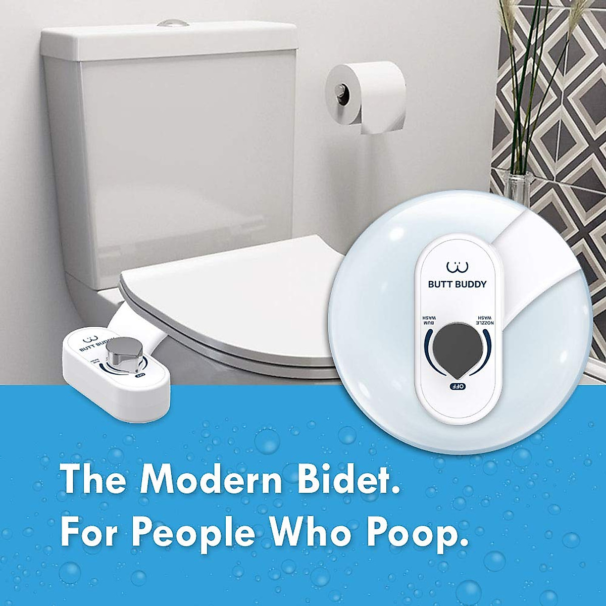BUTT BUDDY (2 Pack) - Bidet Toilet Seat Attachment & Fresh Water Sprayer (Easy to Install | Non-Electric | Self-Cleaning Nozzle | Gentle Wash | Save Paper & Money | Healthy Life, Sanitary Bathroom)