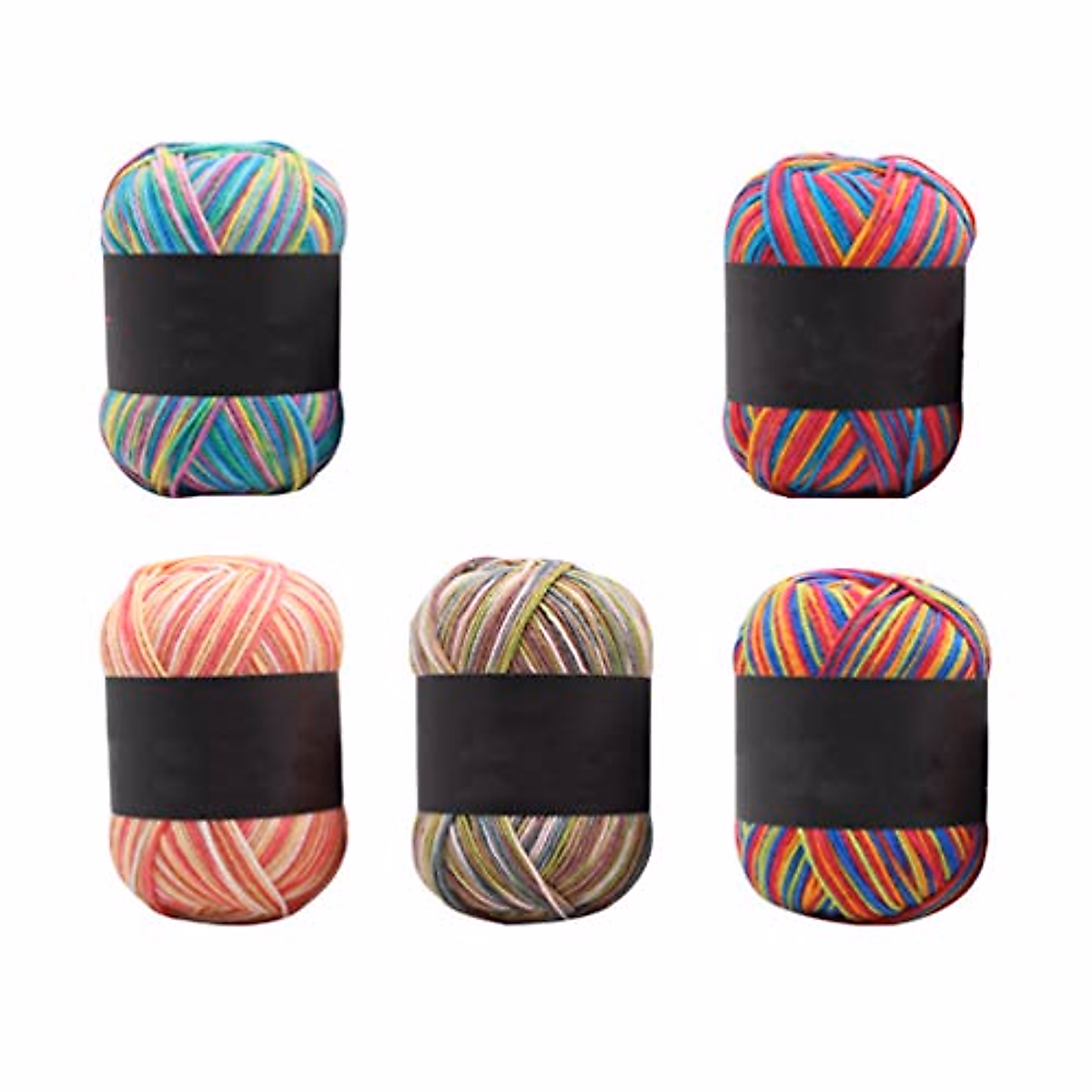 Healifty Multicolor Gradient Cotton Yarn Soft Knitting Wool 5 Rolls for Crochet Knitting