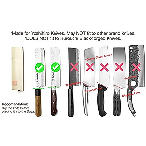 Yoshihiro Natural Magnolia Wood Saya Cover Blade Protector for Nakiri (165mm) 6.5in