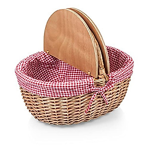 PICNIC TIME 138-00-300-914-0 Country Picnic Basket, Coca-Cola Red & White Gingham Pattern