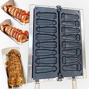 Mvckyi Commercial 8 PCS Electric Waffle Maker with removable plates, Non Stick Penis Shape Waffle Machine Hot Dog Baker, Strange Shape Sausage Grill Waffle Baker for Fast Food Restaurant Equipment
