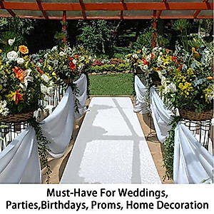 Aisle Runners for Weddings -2FTx15FT- White Sequin Aisle Runner Milky White Glitter Aisle Runner Carpet Aisle Runner for Wedding Ceremony Party Prom Event (2FTx15FT, White)