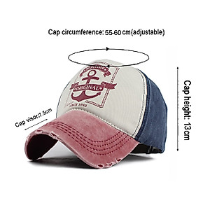 LONGTEN Vintage Baseball Cap Fashion Anchor Pattern Denim Cotton Frayed Edge Sunhat Adjustable Unisex C