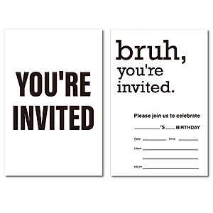 Soiceu Teen Boy Birthday Invitations with Envelopes Set of 20 You're Invited Birthday Party Invites Fill in Blank