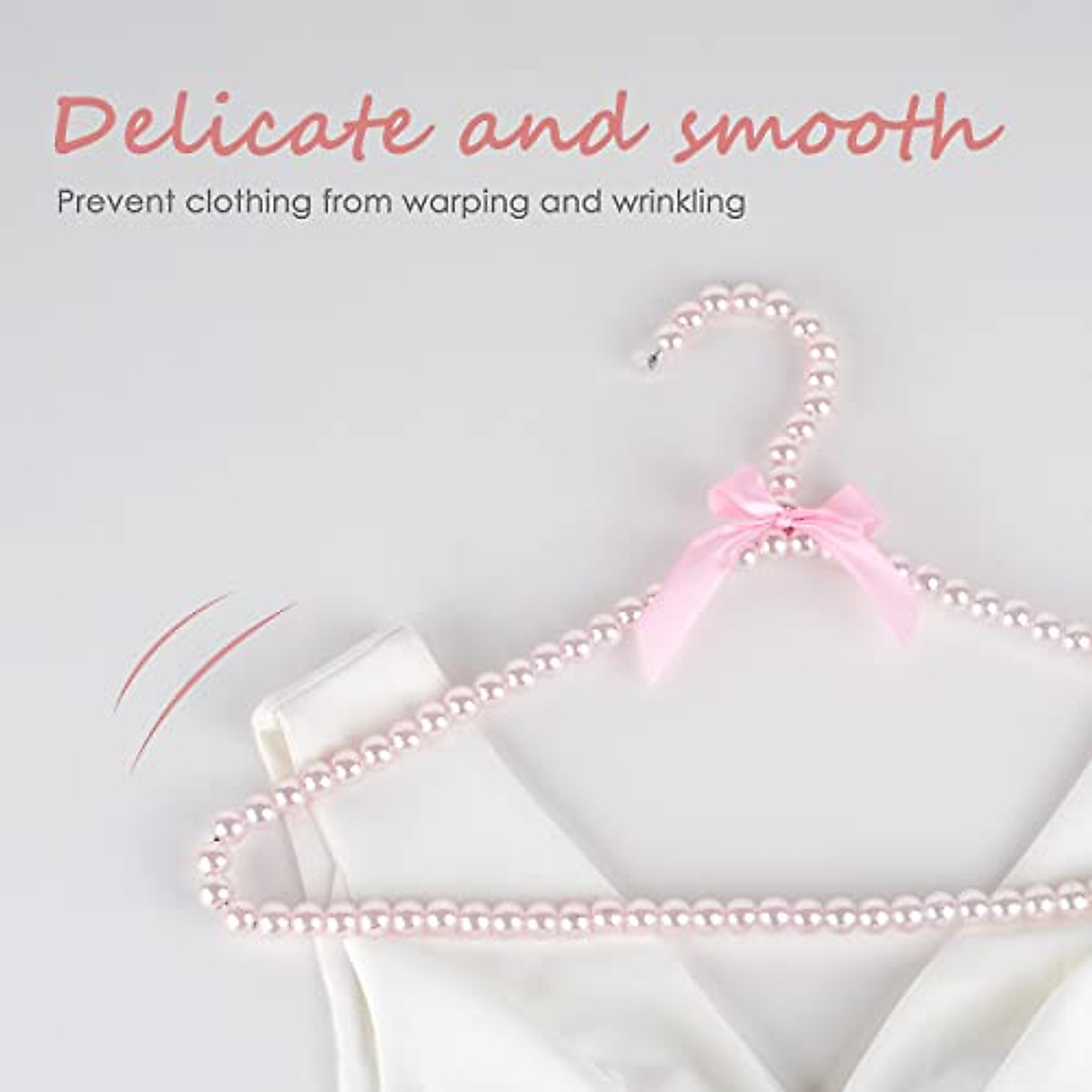 Linkidea 20 Pack Faux Pearl Beaded Clothes Hangers Bulk Pack, Wholesale Multi-Pack Elegant Clothes Dress Wedding Shop Pants Hanger, Closet Coat Storage Organizer Standard Hangers (Pink)