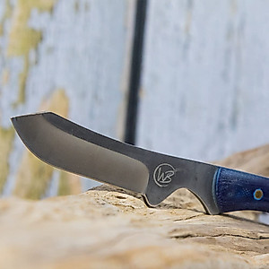 WHISKEY BENT HAT CO. Sendero Caper 440 Stainless Steel Fixed Blade Knife w/Leather Sheath (Nightfall)