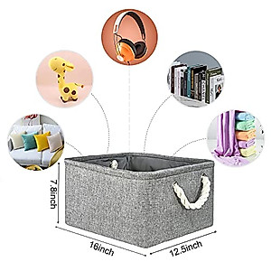 Large Storage Baskets Organizer, Fabric Collapsible Storage Bins, Closet Organizers and Storage Baskets for Organizing Gifts Empty Shelves Home Towel (Grey, 3 Pack)