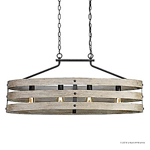 Urban Ambiance Luxury Modern Farmhouse Chandelier, Large Size: 17" H x 38.5" W, with Rustic Style Elements, Charcoal Finish, UHP2476 from The Adelaide Collection