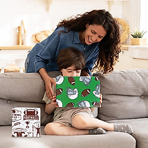 AnyDesign 12 Sheet Rugby Wrapping Paper Football Helmet Gift Wrap Paper Bulk White Green Brown Art Paper for DIY Crafts Sport Events Wedding Birthday Gift Packing, 19.7 x 27.6 Inch, Folded Flat