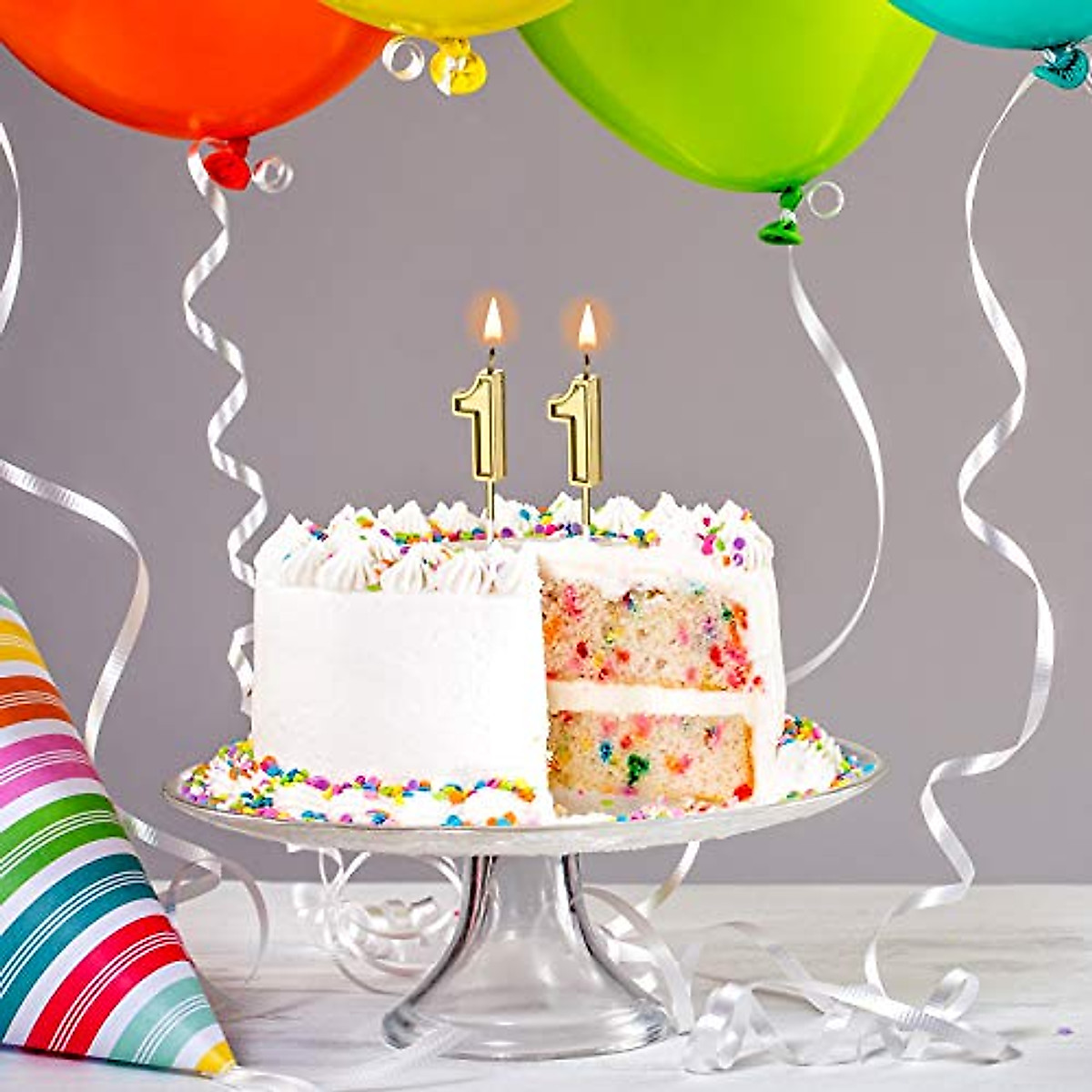 11th Birthday Candles Cake Numeral Candles Happy Birthday Cake Candles Topper Decoration for Birthday Wedding Anniversary Celebration Favor, Gold
