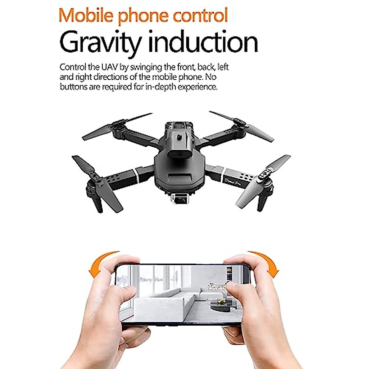 GBSELL 4K Dual Camera Drone, UAV HD 4K Aerial Photography Dual Camera Remote Control Quadcopter Boy Folding Model Aircraft Toy, Intelligent Obstacle Avoidance (Black)