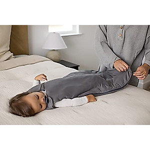 GUNAMUNA Unisex Baby Wearable Blanket, Sleep Sack Sleeping Bag for Infants Toddlers, Easy Changing Diaper Zipper, 1.0 TOG, Charcoal, 3-9 Months