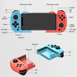 Joso Phone Controller for Android, iPhone, Direct Play, 15 Hours of Playtime, Support with Case, Game Controller Joystick for Galaxy S23 S22 S21 Ultra, iPhone 14 13 12 Pro Max, COD, Genshin Impact