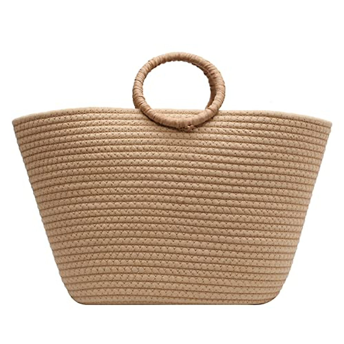 GETERUUV Beach Tote Bag Large Woven Designer Handbag for Women Woven Cotton Rope Tote Bag Aesthetic Top Handle Summer Beach Tote for Vacation Travel