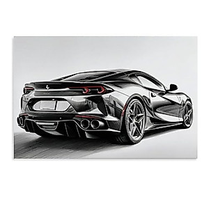 Car Poster Ferrari F40 Supercar Posters Racing Car Canvas Wall Art For Boy's Bedroom SuperCar Wall Decor Unframe-style 18x12inch(45x30cm)