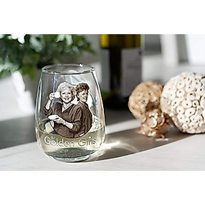 JUST FUNKY The Golden Girls Black and White Stemless Wine Glass - 16-Ounces