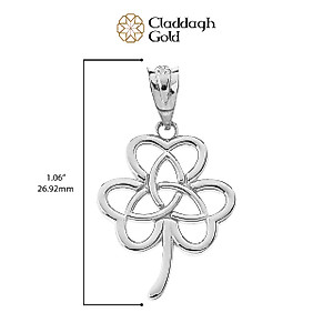 Elegant 925 Sterling Silver Celtic Triquetra Symbol On Shamrock Clover Pendant