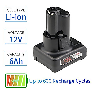 Powerost 6Ah 12V BAT420 Battery Compatible with Bosch 10.8 Volt GBA12V30 BAT411 BAT411A BAT412 BAT412A BAT413 BAT413A BAT414 D-70745 2607336013 26073360