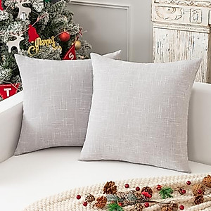 Kevin Textile Decor Pillow Cover Star Faux Linen Cushion Case with Hidden Zipper for Sofa/Chair/Couch, 2 Pcs, 16"x16", Grey White