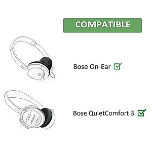 QC3 Ear Pads, Replacement Ear Cushions Soft Protein Leather Noise Isolation Memory Foam Earpads Professional Repair Parts for Bose QuietComfort 3 (QC3) & OE1 On-Ear Headphones - Black