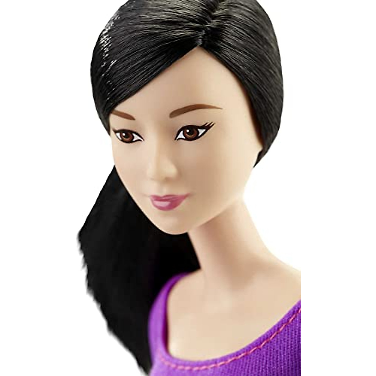 Barbie Made to Move Posable Doll in Purple Color-Blocked Top and Yoga Leggings, Flexible with Black Hair