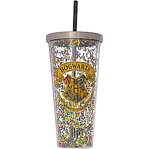 Spoontiques Hogwarts Glitter Cup w/Straw