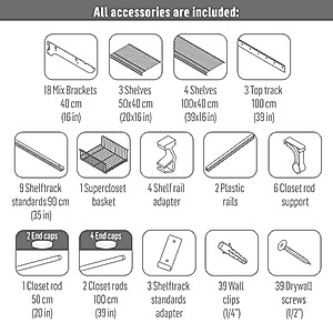 SOH DESIGN Adjustable White Wire Closet Shelf Kit, 6 to 8 FT Expandable Organizer System for Versatile Home Storage