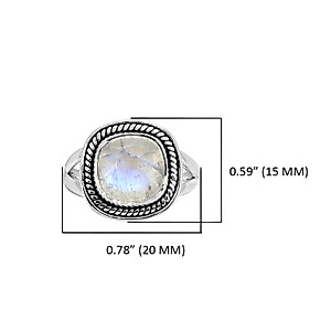 YoTreasure Rainbow Moonstone Solid 925 Sterling Silver Split Shank Ring