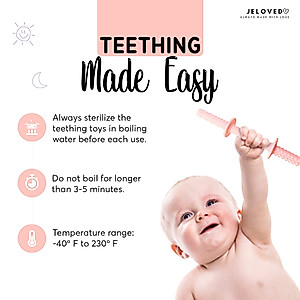 Jeloved Hollow Teether Tubes 4 Pack, Soft Silicone Baby Teething Toys for Baby with Safety Shield, Chew Straws Toy for Babies, Teether Tubes for Infants, BPA Free/Freezable/Dishwasher Safe