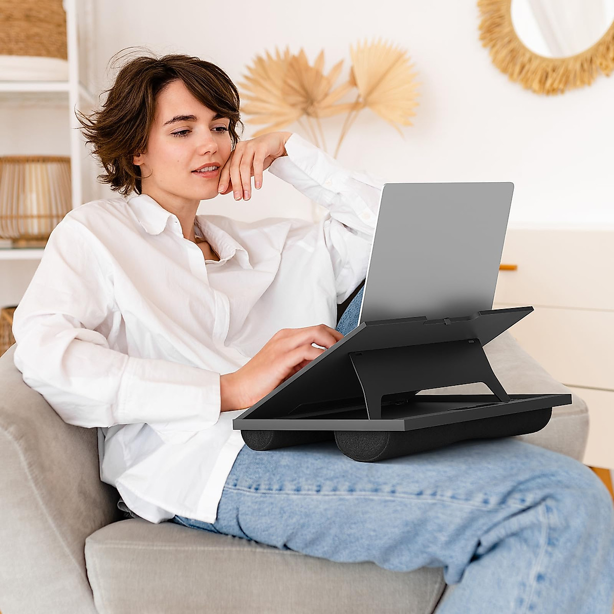 Adjustable Lap Desk - with 8 Adjustable Angles & Dual Cushions Laptop Stand for Car Laptop Desk, Work Table, Lap Writing Board & Drawing Desk on Sofa or Bed by HUANUO