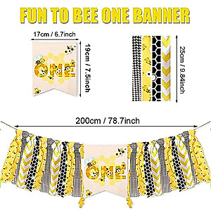 Baby 1st Birthday Party Decorations Supplies For Boy Girl Kids First Birthday Shower Bumble Bee With One Highchair Banner Crown Cake Topper Set of 3