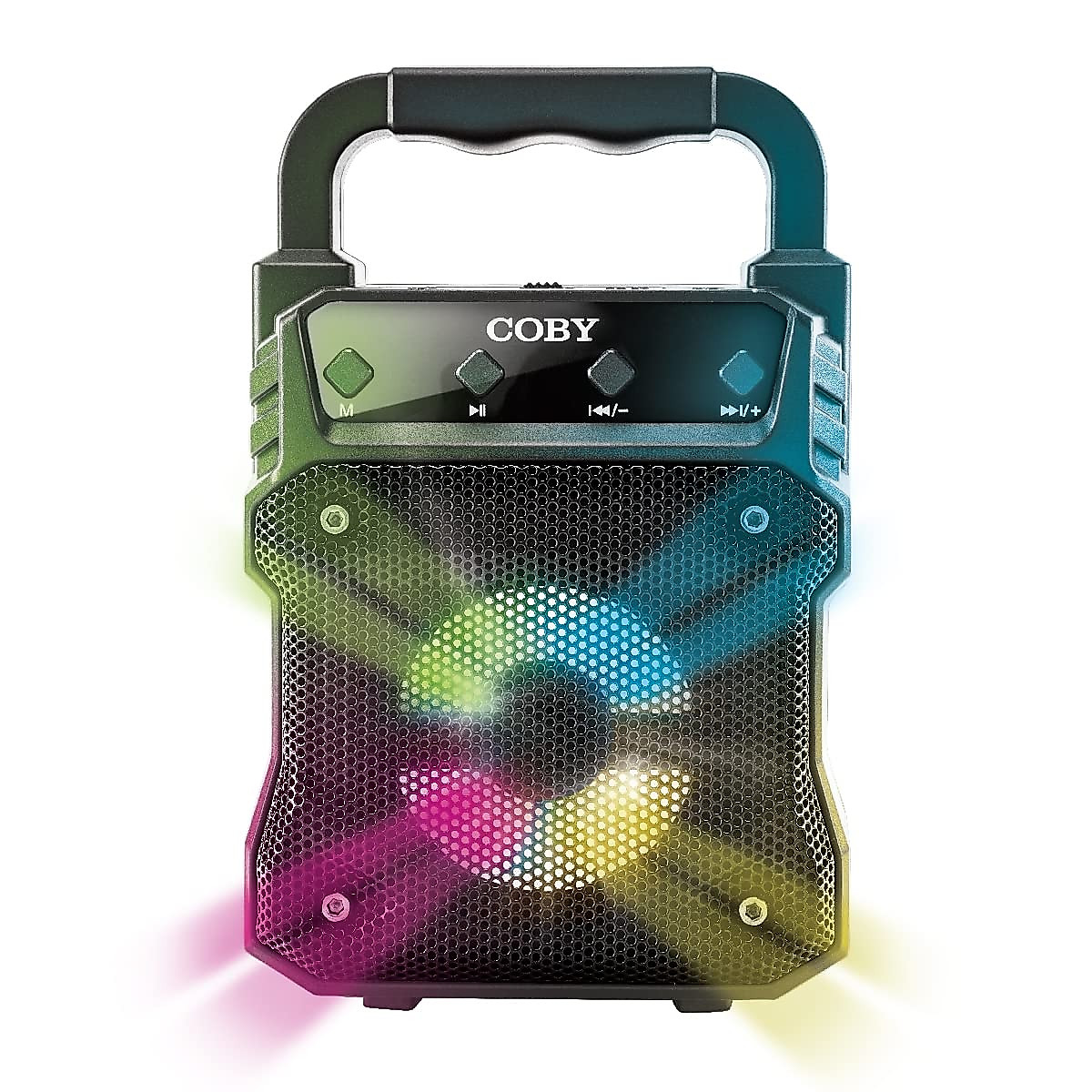 Coby Portable Bluetooth Speaker | Wireless PA System with FM Radio | Microphone Input | Karaoke Machine with Lights | Perfect for Kids Adults Outdoors