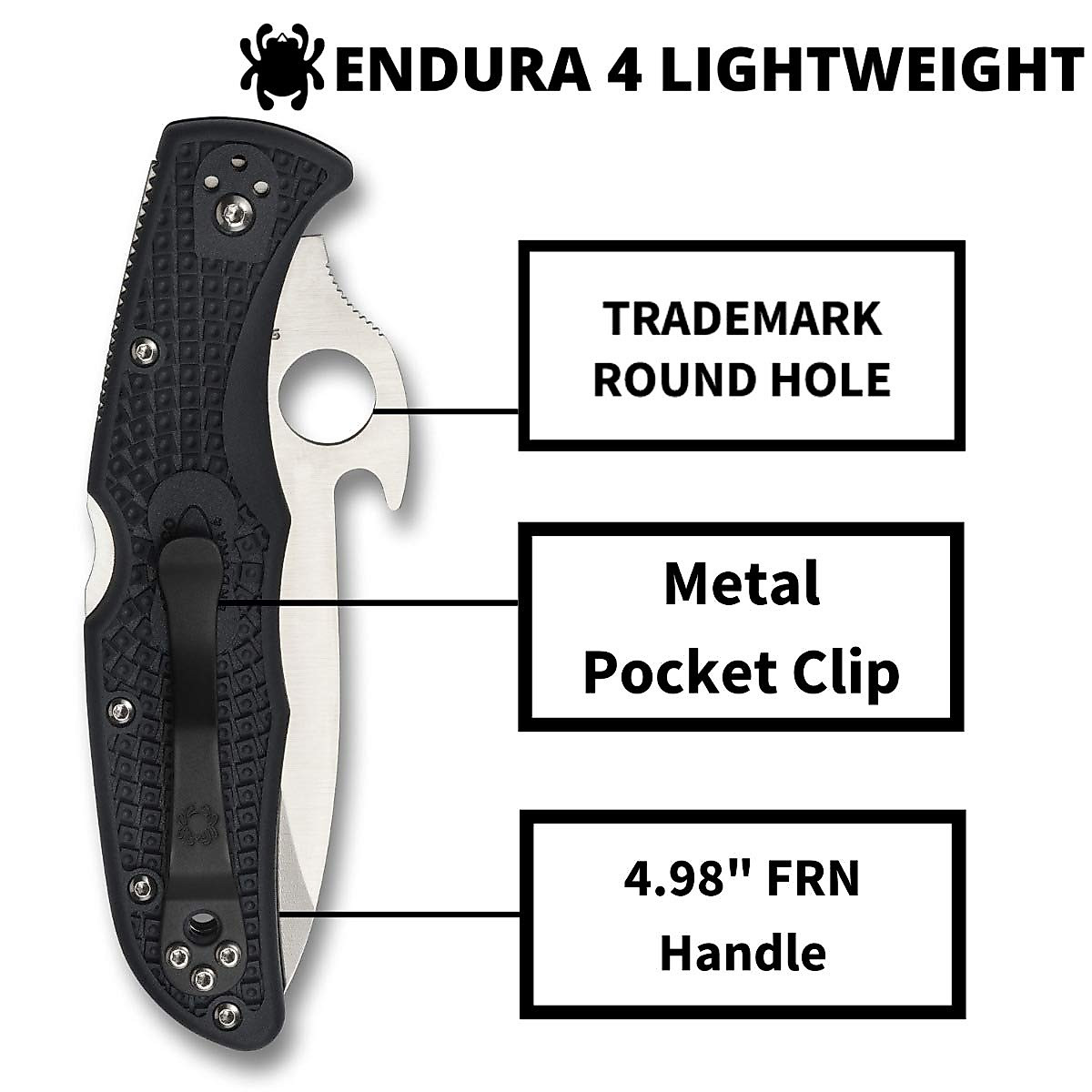 Spyderco Endura 4 Signature Knife with 3.80" VG-10 Steel Blade with Emerson Opener and FRN Handle - PlainEdge - C10PGYW