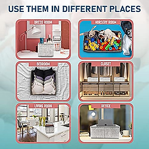 Hinotori Drawer Organizer Bins 4 Pack– Storage Basket Drawer Dividers for Clothes,Underwear, Socks – Cloth Container Cube Bins for Home Organization, Closet, Shelves, Dresser