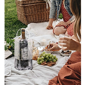 Sohapy 2 Pack Portable Collapsible Clear Ice Wine Bag Pouch Cooler Bag with Handle for Party,Outdoor,Champagne,Cold Beer,White Wine (2)