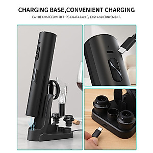 CIRCLE JOY Rechargeable Wine Opener Electric Wine Bottle Opener 7-in-1 Wine Gift Set with Electric Vacuum Pump, Charging Station, Foil Cutter, Wine Aerator Pourer and 2 Wine Stoppers