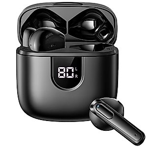 Hyyeosd Bluetooth Earbuds Wireless Earbuds 60Hrs Battery Life with Charging Case & LED Power Display Waterproof Earphones Crystal-Clear Calls with 4 Mic for iPhone Android Sports Workout Gym