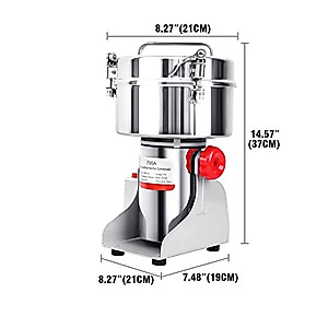 Samger 70-300 Mesh Electric Grain Miller Grinder 700g 1800W Stainless Steel High Speed Spice Grinder Pulverizer 28000RPM Commercial Powder Machine for Coffee Bean Nut Herb Wheat Pepper