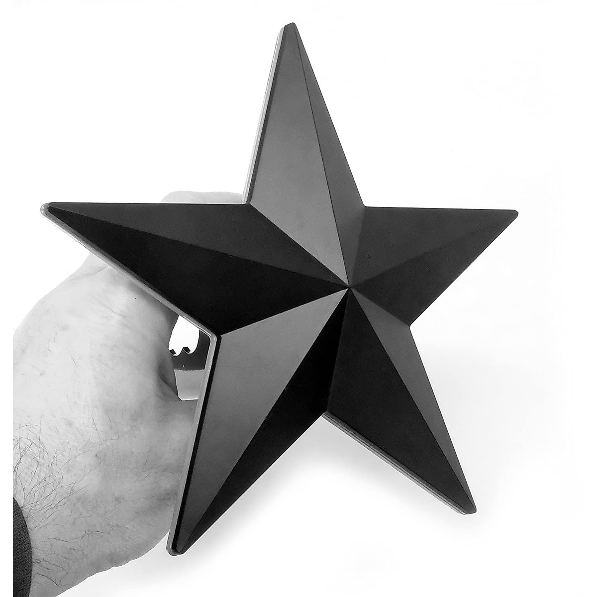 MULL 7" Texas 3D Five Point Star Metal Hitch Cover (Fits 2" Receiver, Black)
