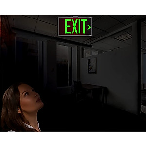 Photoluminescent Exit Sign Red - Framed Flag/Ceiling Mount (Removable Arrows) Code Approved UL 924 / IBC/NFPA/Part Number FRUL-BR-050-R