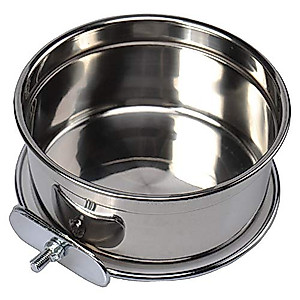 Bird Parrot Feeding Cups with Clamp Holder Stainless Steel Coop Cup Food Water Bowls Dish Feeder for Cockatiel Conure Parakeet Chinchilla Hummingbird