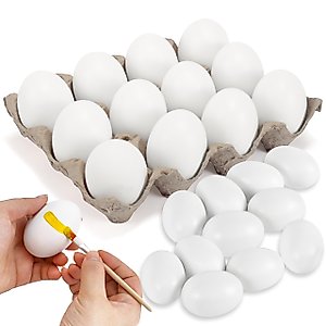 36 Pcs 2.36" Easter Unpainted White Eggs Wooden Decorating for Kids DIY Paint Your Own Egg Decor, Crafts, Easter Hunt, Basket Stuffers, School Activities Supplies
