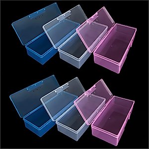 6 pcs Color Plastic Storage Box, Transparent Multifunctional Stackable - Used Diy For Home And Travel Organization, Beads, Artworks, Nail Tools, With Breathable Holes, Pink, Blue, White Makeup Box