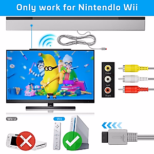 LA NREUCETS 3 in 1 Wii Wired Motion Sensor Bar + AC Power Supply Adapter Cord + Composite Audio Video Cable Compatible with Nintendo Wii (Not for Wii U)