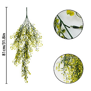 Uieke 4 Pack Artificial Hanging Plants, 2.65FT Fake Hanging Plants, Fake Ivy Vines for Bedroom Leaves Yellow Plastic Plants Greenery for Wall Home Room Indoor Outside Office Wedding Garden Decor