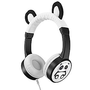Planet Buddies Kids Headphones, On Ear Headphones for Kids, Volume Safe with Music Sharing for Children, Foldable Wired Earphones for School, Travel, Phone, Kindle - Panda