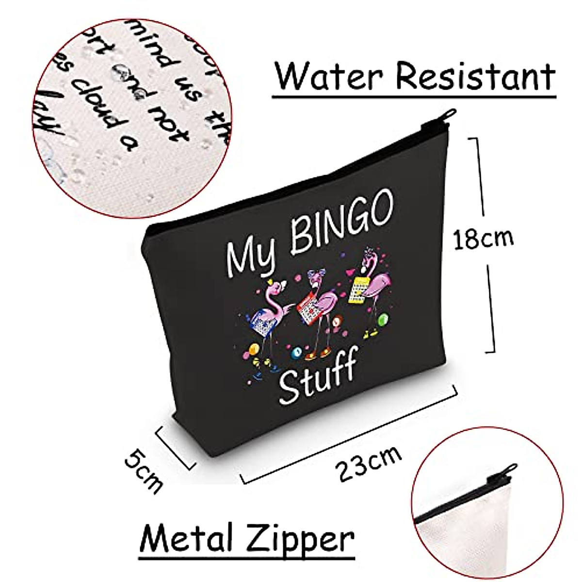 JXGZSO Funny Bingo Lover Gift Gambler Gift My Bingo Stuff Lucky Bingo Cosmetic Makeup Bag Bingo Player Gift (Bingo Black)