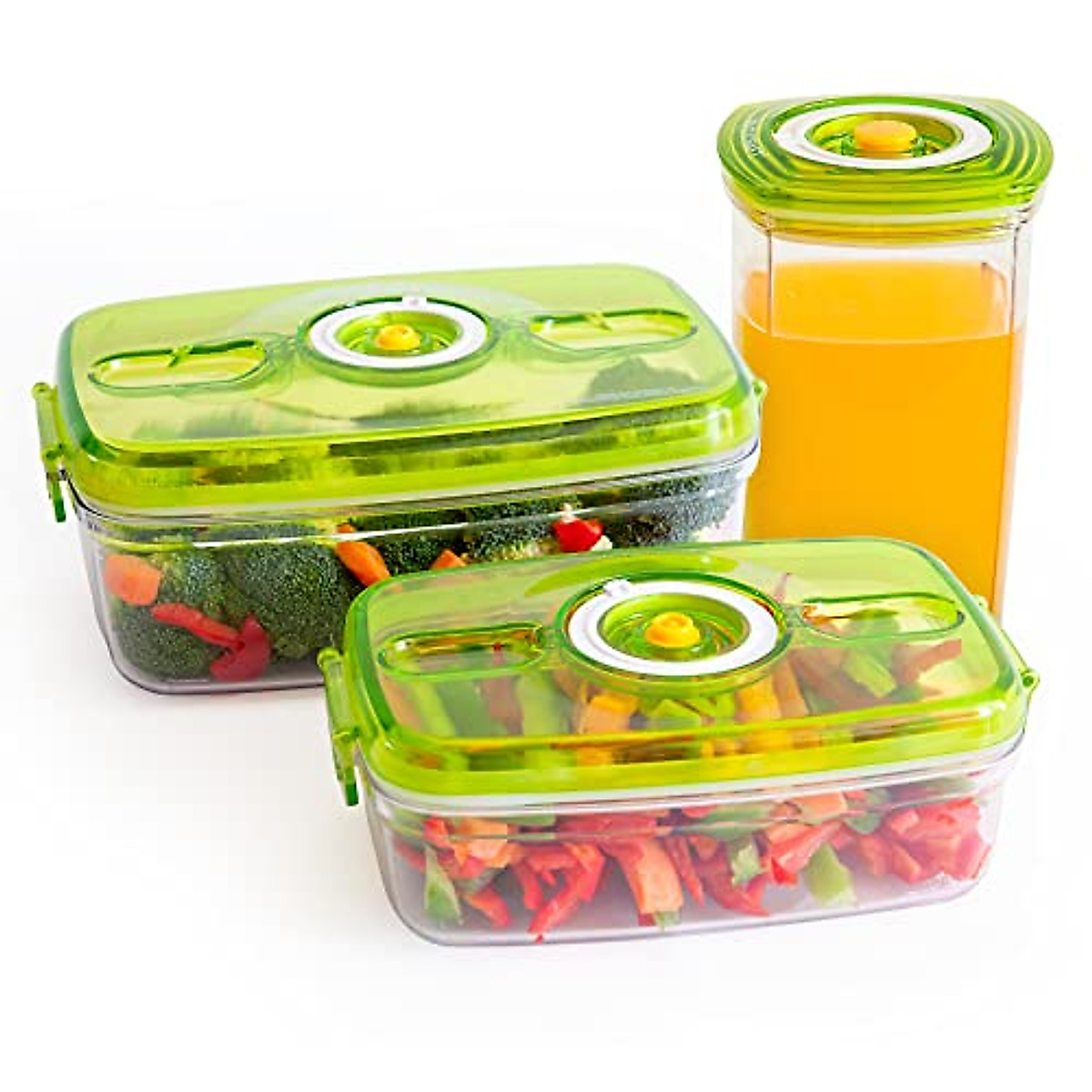 SNUGTOPIA 3 Pcs Vacuum Seal Meal Prep Containers, Airtight Lunch Bento Boxes with Juice Storage Cup, Fresh Up to Longer, leak Proof - with Pump, ST555606