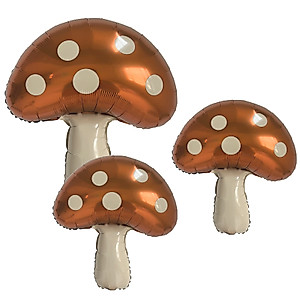 3PCS 31'' Brown Mushroom balloons. Mushroom decor- Alice in Wonderland theme party decoration, Mushroom birthday party supplier. baby shower, wedding, forest plant party decorations.